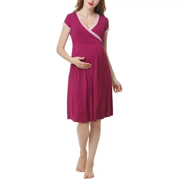 KIMI + KAI Jenny Maternity/nursing Nightgown - Deep Berry