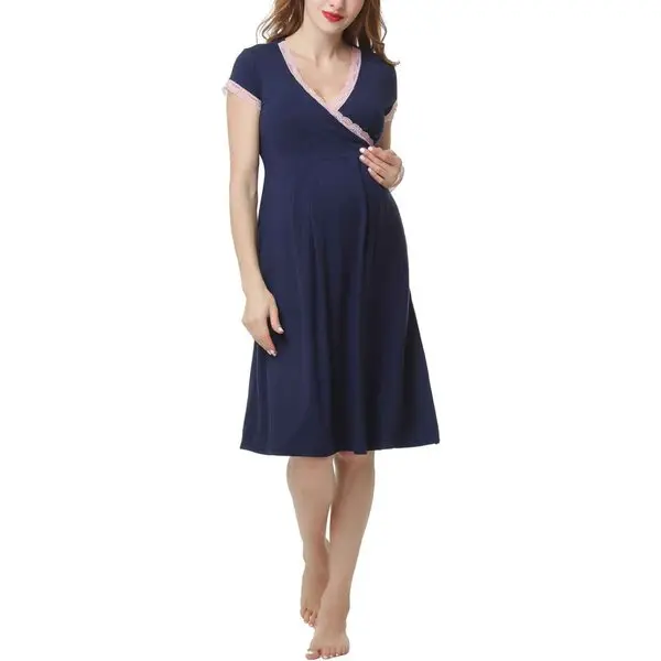 KIMI + KAI Jenny Maternity/nursing Nightgown - Navy