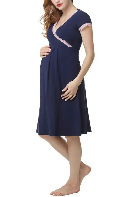 KIMI + KAI Jenny Maternity/nursing Nightgown - Navy