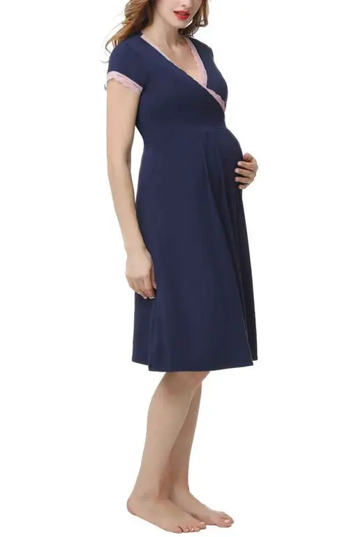 KIMI + KAI Jenny Maternity/nursing Nightgown - Navy