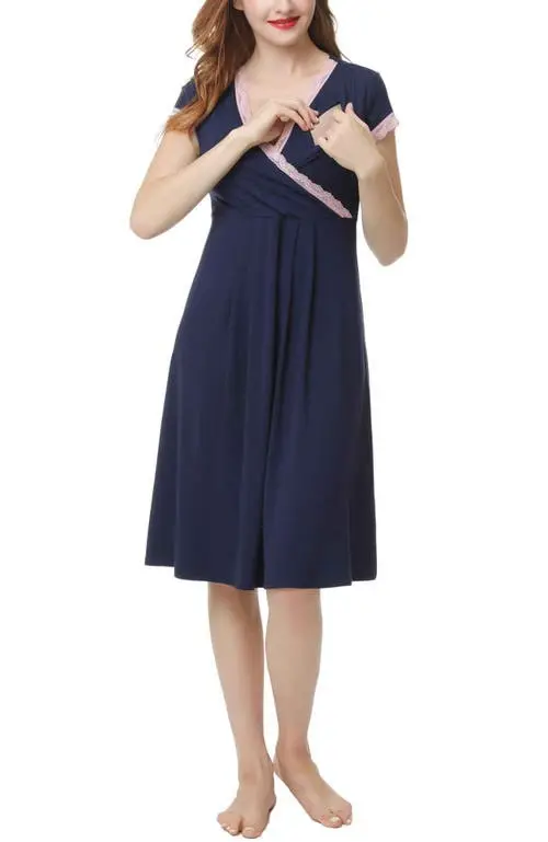 KIMI + KAI Jenny Maternity/nursing Nightgown - Navy