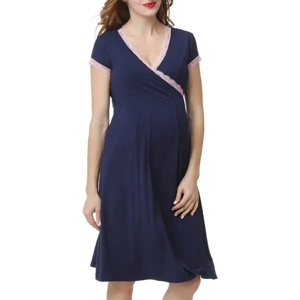 KIMI + KAI Jenny Maternity/nursing Nightgown - Navy