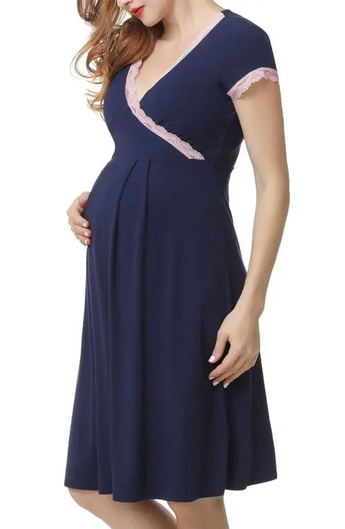 KIMI + KAI Jenny Maternity/nursing Nightgown - Navy
