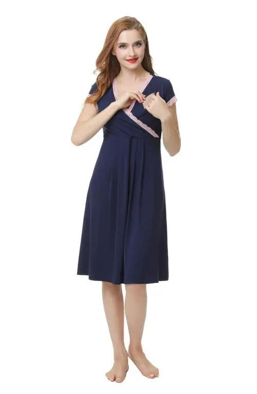 KIMI + KAI Jenny Maternity/nursing Nightgown - Navy