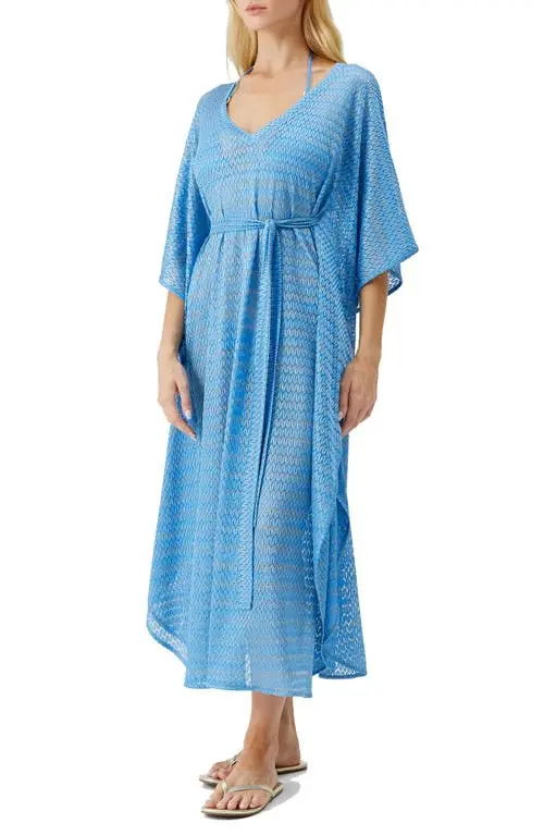Melissa Odabash June Mixed Stitch Tie Waist Cover-up Maxi Dress - Ocean