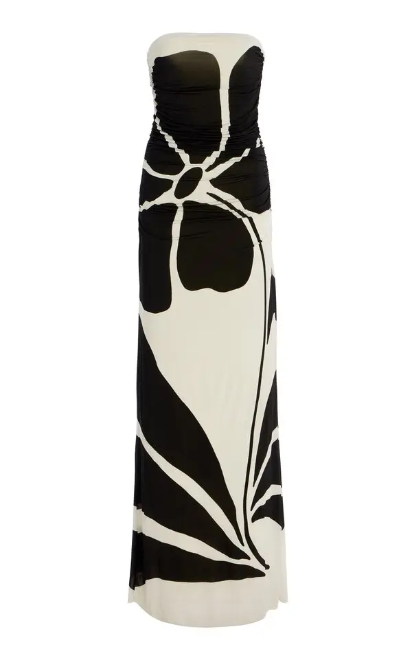 cala de la cruz daphne strapless printed jersey maxi dress - Black Measurements from size S