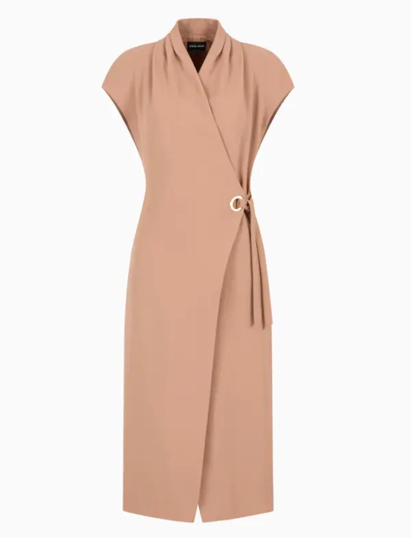 giorgio armani silk cady long dress Giorgio Armani Silk Cady Midi Dress - Camel