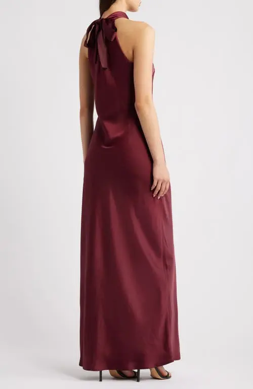 WAYF Violetta Matte Satin Gown - Merlot