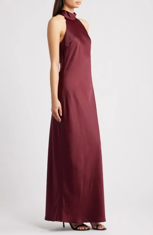 WAYF Violetta Matte Satin Gown - Merlot