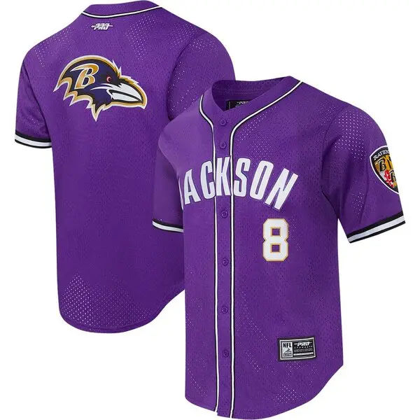 PRO STANDARD Lamar Jackson Baltimore Ravens Mesh Button-up Baseball Jersey