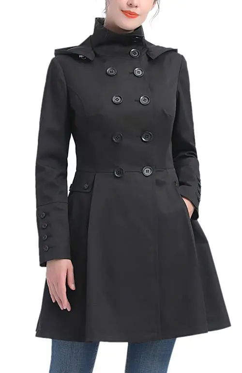 KIMI + KAI Adele Hooded Trench Coat - Black
