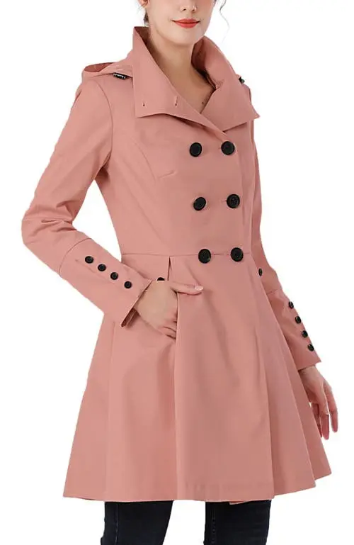 KIMI + KAI Adele Hooded Trench Coat - Guava