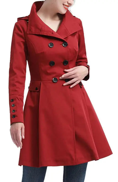 KIMI + KAI Adele Hooded Trench Coat - Red