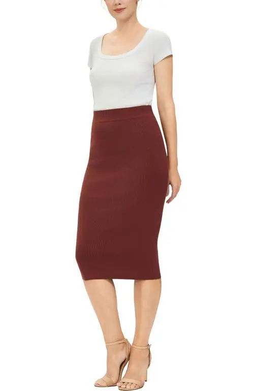 KIMI + KAI Knit Pencil Skirt - Copper Red