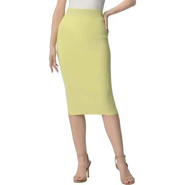 KIMI + KAI Knit Pencil Skirt - Lemon