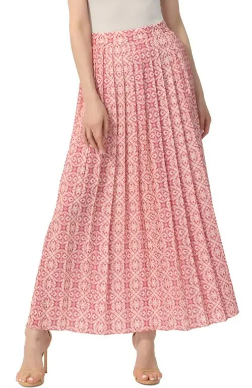 KIMI + KAI Print Box Pleat Maxi Skirt - Rosette