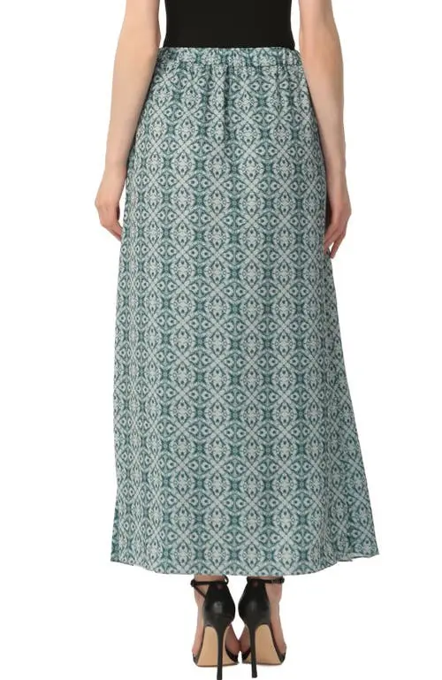 KIMI + KAI Print Box Pleat Maxi Skirt - Teal