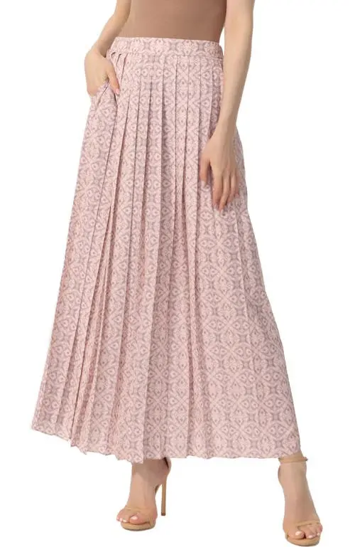 KIMI + KAI Print Box Pleat Maxi Skirt - Violet