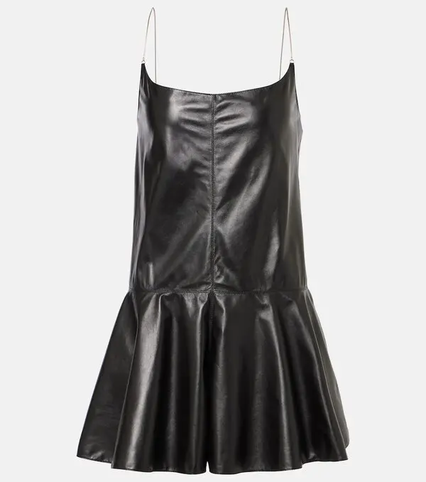 Alaïa Slip Leather Romper - Black