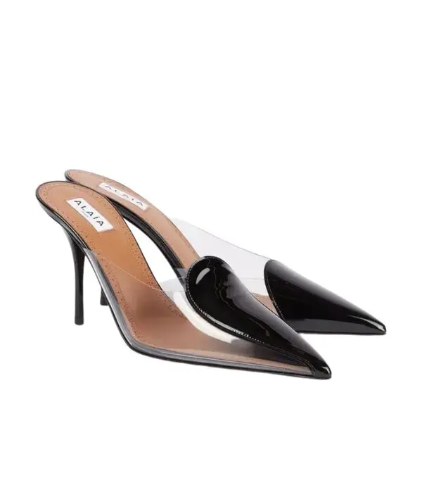 Alaïa 90 Pvc And Leather Mules