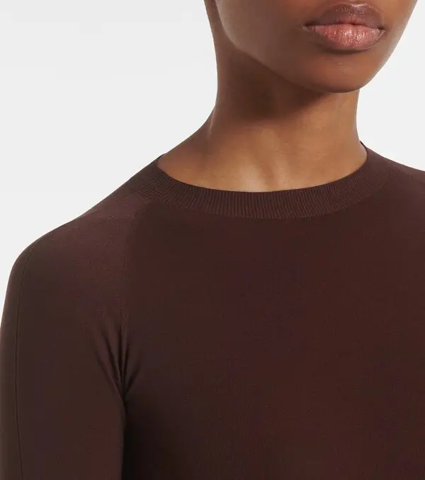 Alaïa Long-sleeved Crop Top - Brown