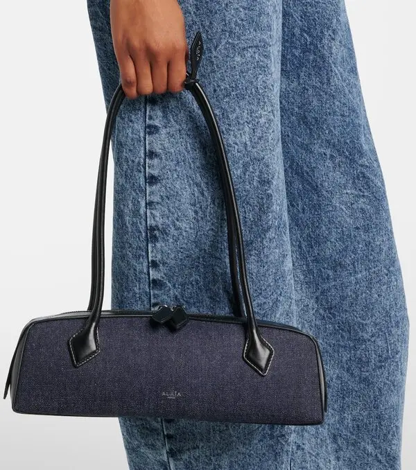 Alaïa Le Teckel Medium Denim Shoulder Bag - Blue