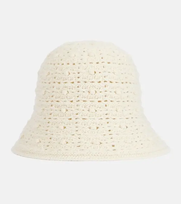 Loro Piana Arola Cashmere-blend Crochet Bucket Hat - White