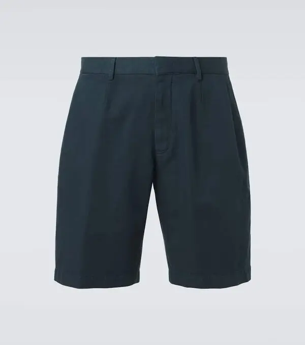 Zegna Cotton And Linen Shorts - Blue