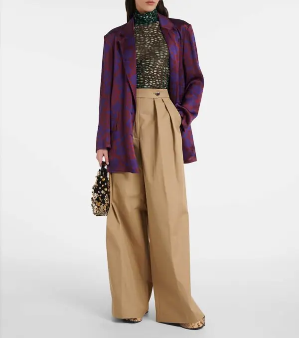 Dries Van Noten Low-rise Wide-leg Pants - Beige