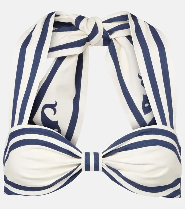 ALEMAIS Alémais Marine Striped Cotton Bra Top - White
