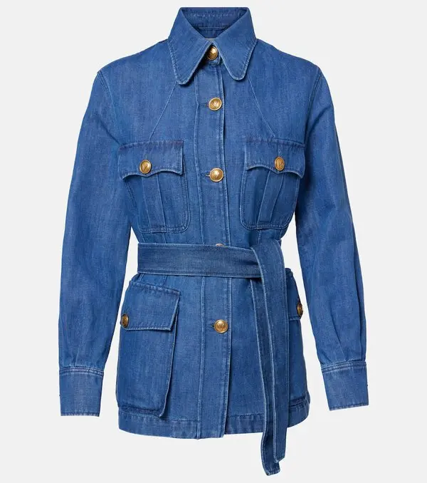 Valentino Garavani Belted Denim Jacket - Blue
