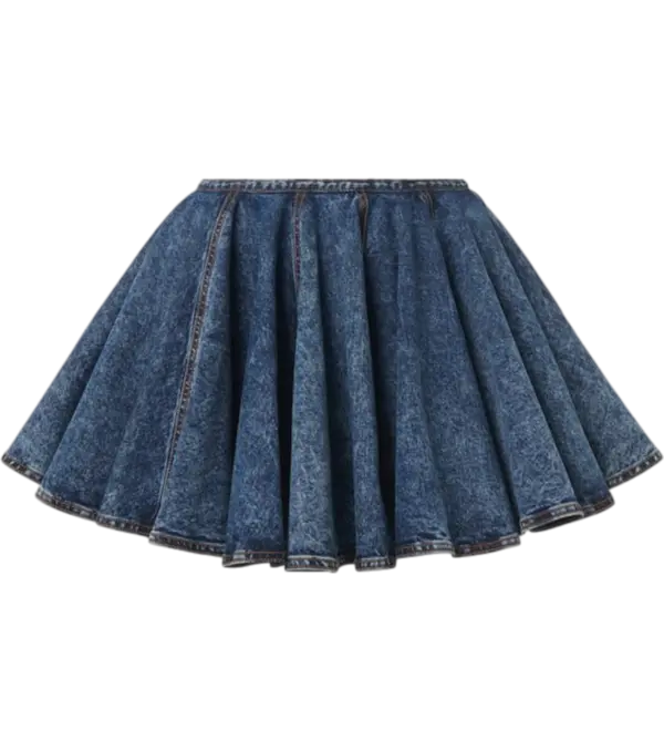 Alaïa Pleated Denim Miniskirt - Blue