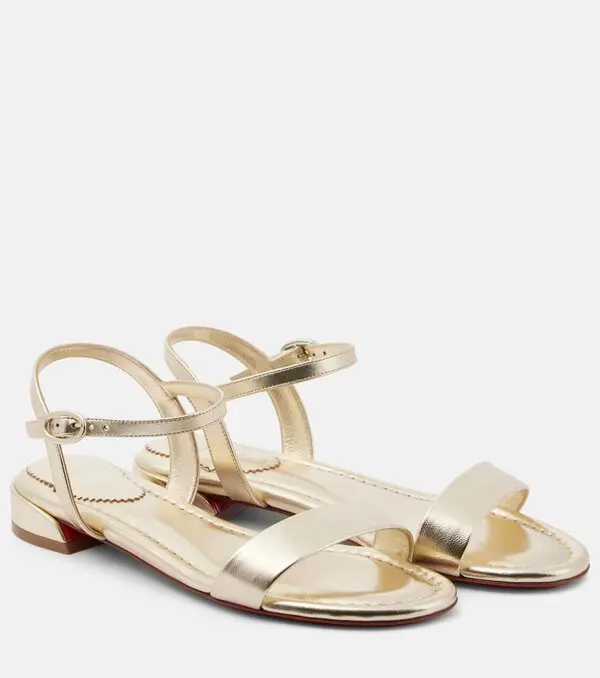 CHRISTIAN LOUBOUTIN Sweet Jane Metallic Leather Sandals - Gold