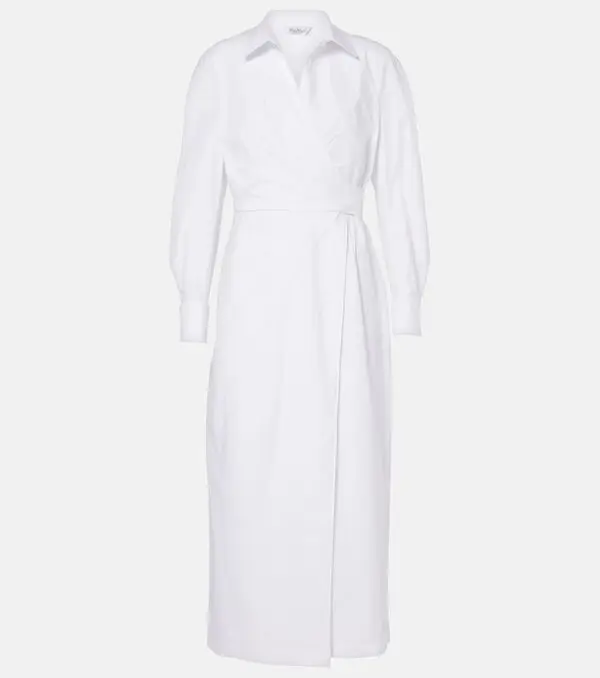 Max Mara Cotton-blend Twill Wrap Dress - White