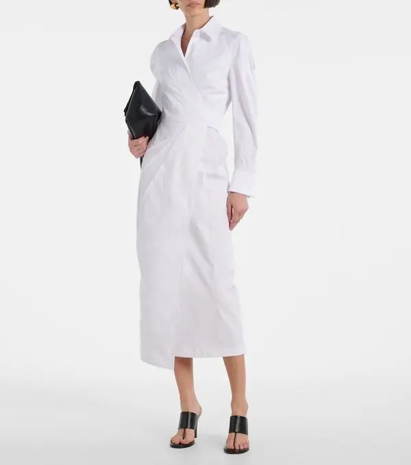 Max Mara Cotton-blend Twill Wrap Dress - White