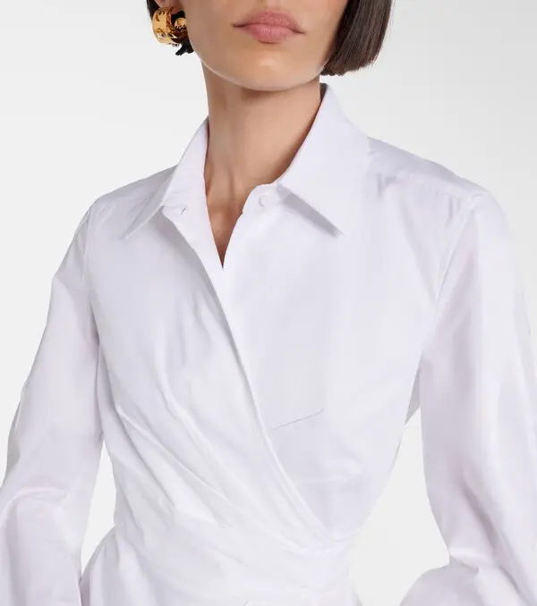 Max Mara Cotton-blend Twill Wrap Dress - White