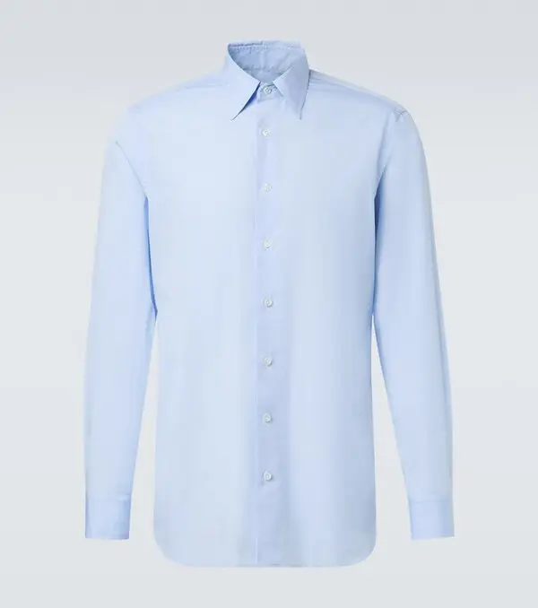 LARDINI Cotton Poplin Shirt - Blue
