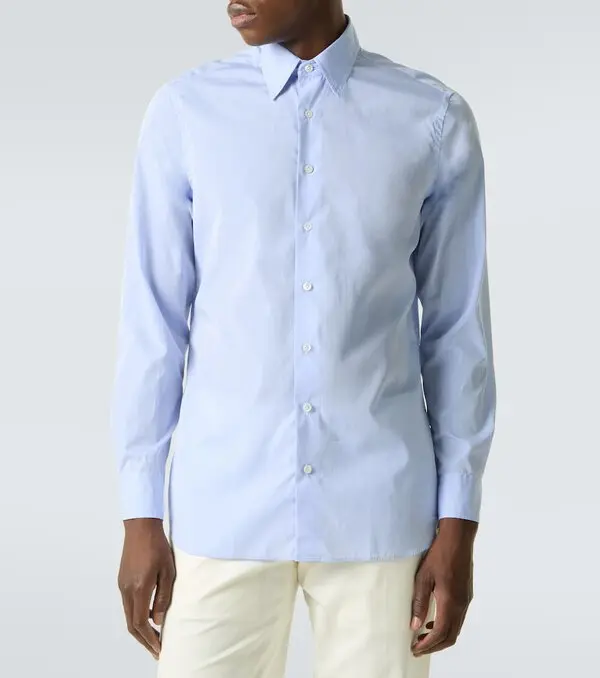 LARDINI Cotton Poplin Shirt - Blue