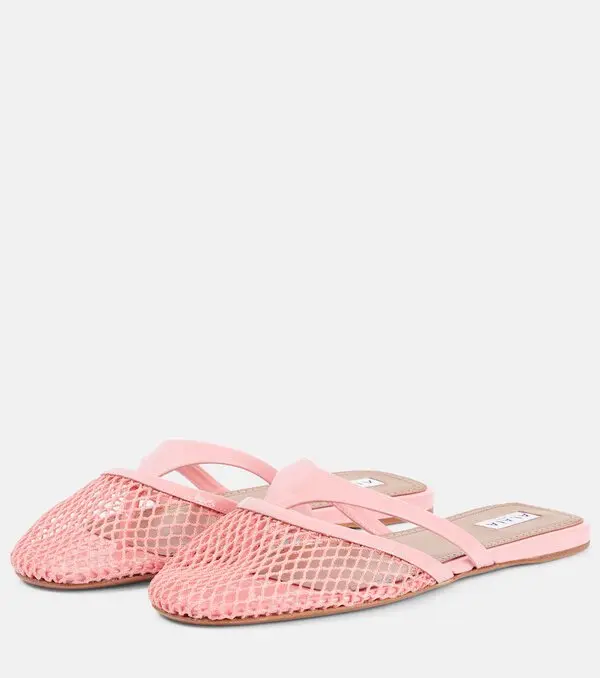 Alaïa Patent Leather-trimmed Mules - Pink