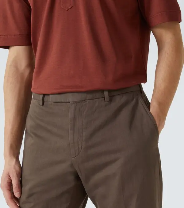Zegna Cotton And Linen Chinos