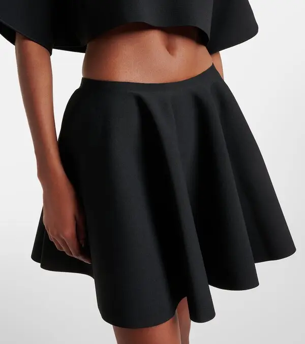 Alaïa Pleated Godet Miniskirt - Black