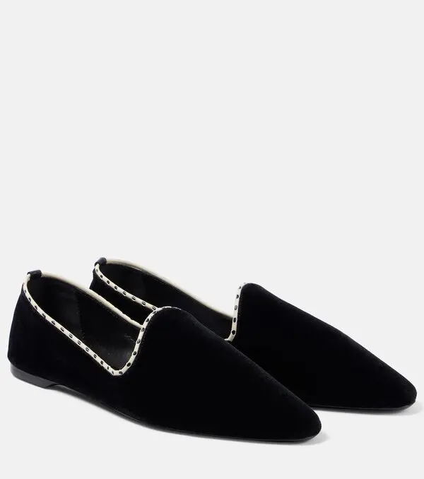 TOTEME Leather-lined Velvet Slippers - Black