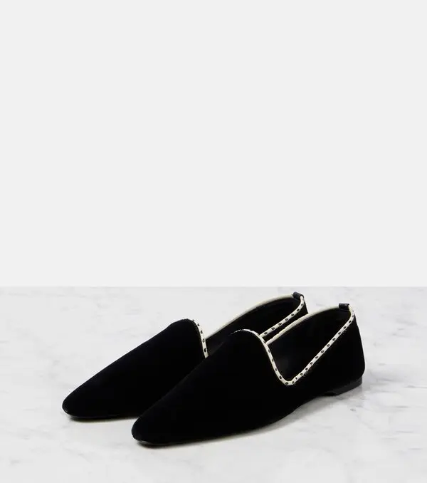 TOTEME Velvet Slippers - Black