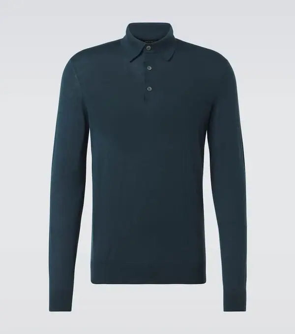Zegna Cashmere And Silk Polo Shirt - Blue