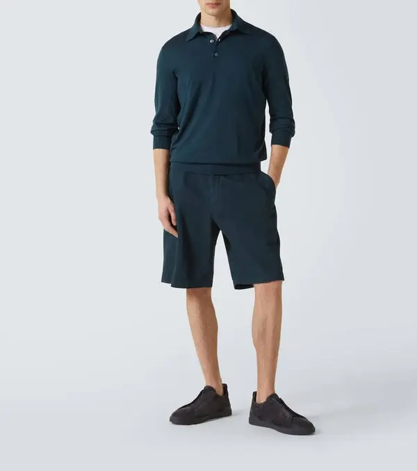 Zegna Cashmere And Silk Polo Shirt - Blue