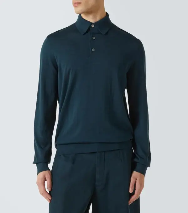 Zegna Cashmere And Silk Polo Shirt - Blue