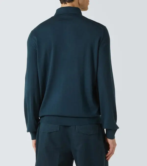 Zegna Cashmere And Silk Polo Shirt - Blue