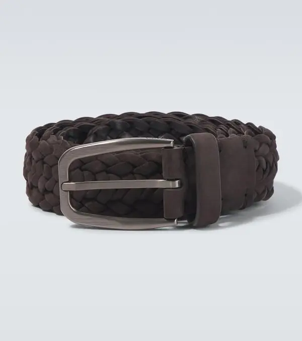 Zegna Braided Leather Belt - Brown