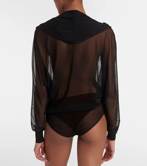 Alaïa Sheer Hooded Bodysuit - Black