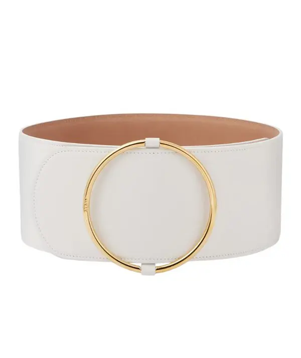 Alaïa Ring Leather Belt - White